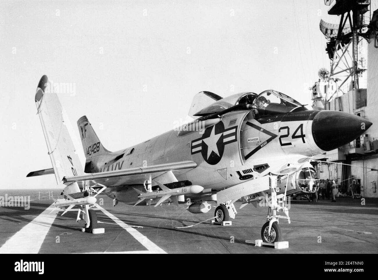 McDonnell F3H-2 Demon of VX-4 on USS Midway (CVA-41) in 1957 Stock ...