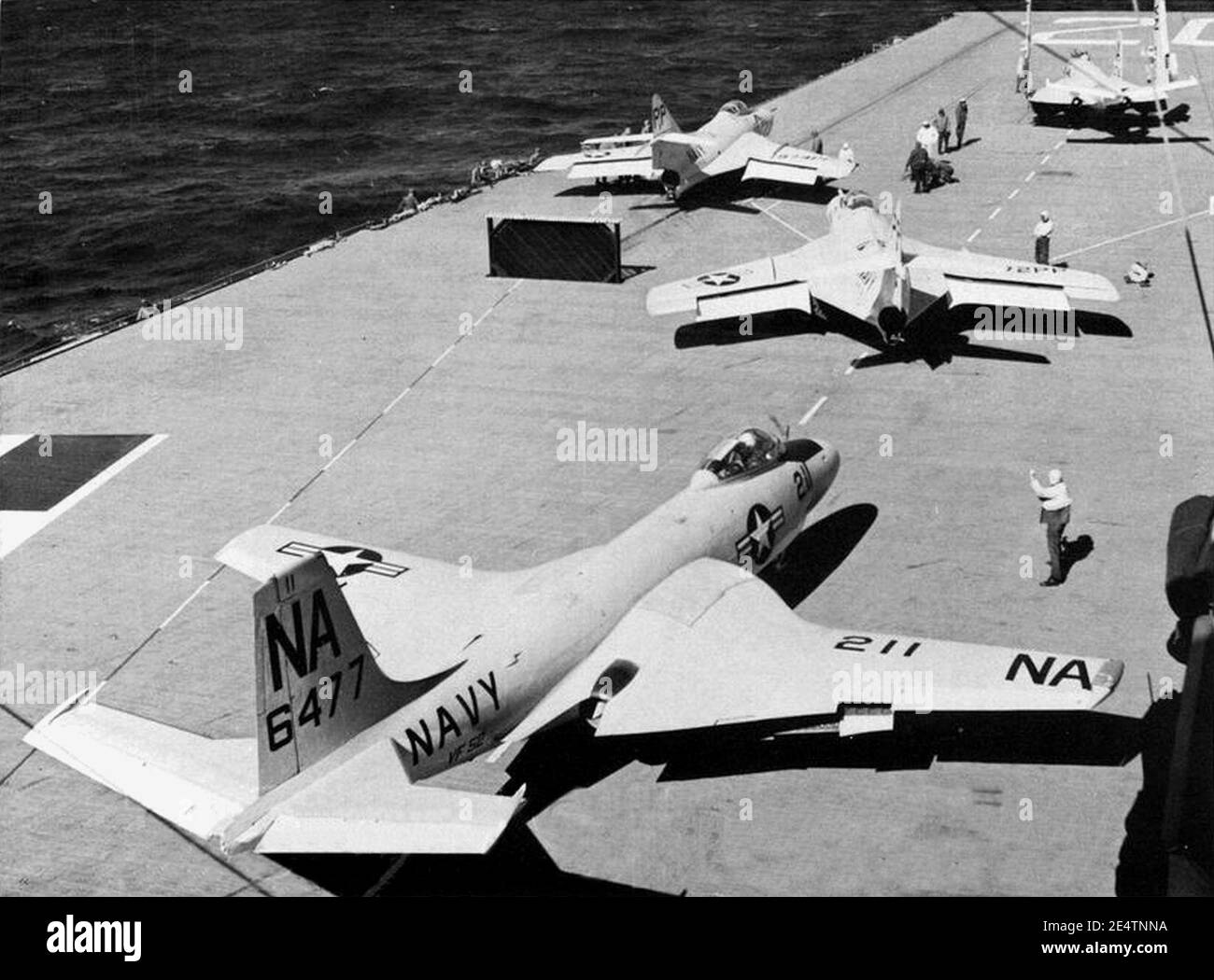 McDonnell F2H-3 Banshee of VF-52 aboard USS Bennington (CVA-20), circa in 1958 Stock Photo - Alamy