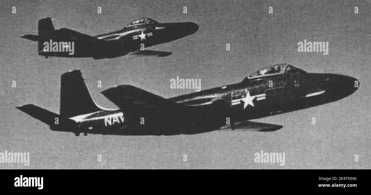 McDonnell F2H-3 and F2H-2P Banshee in flight, in 1952 Stock Photo - Alamy