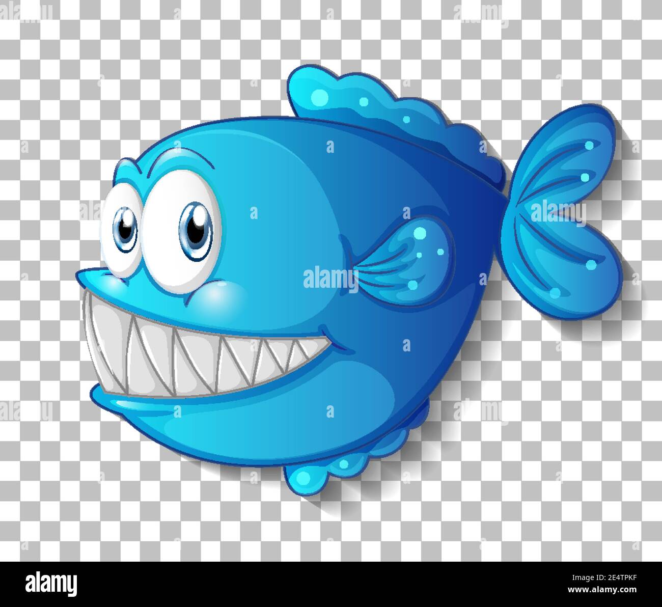 Blue exotic fish cartoon character on transparent background ...