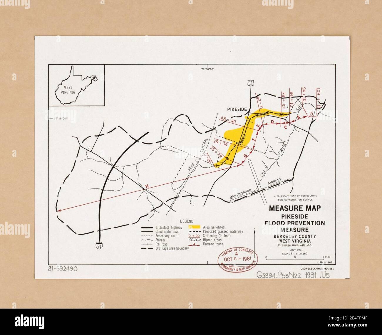 Measure map, Pikeside flood prevention measure, Berkeley County, West ...