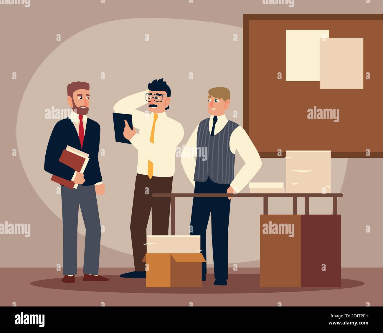 business people, businessmen working paperwork desk office vector ...
