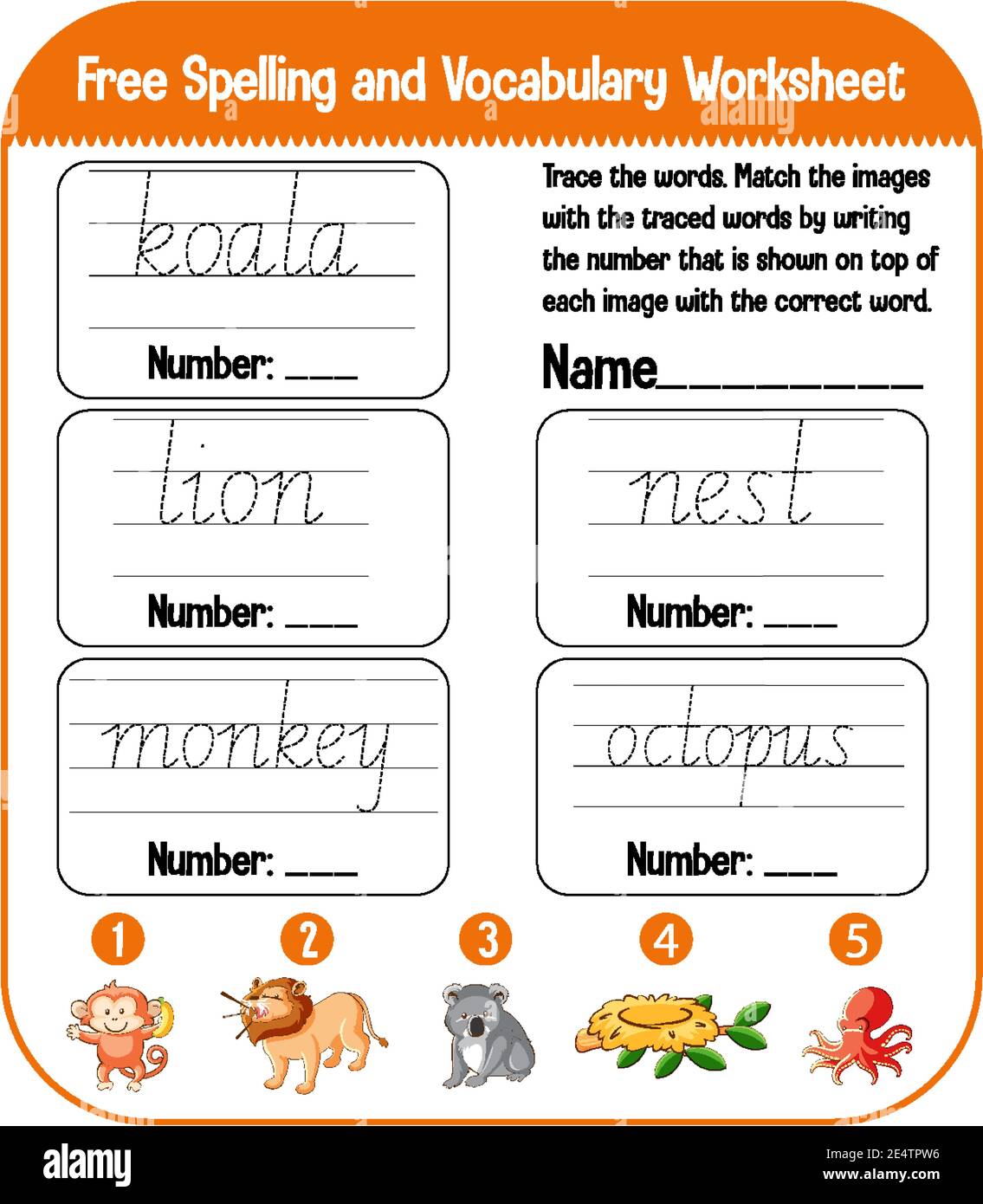 English alphabet tracing worksheets illustration Stock Vector Image ...