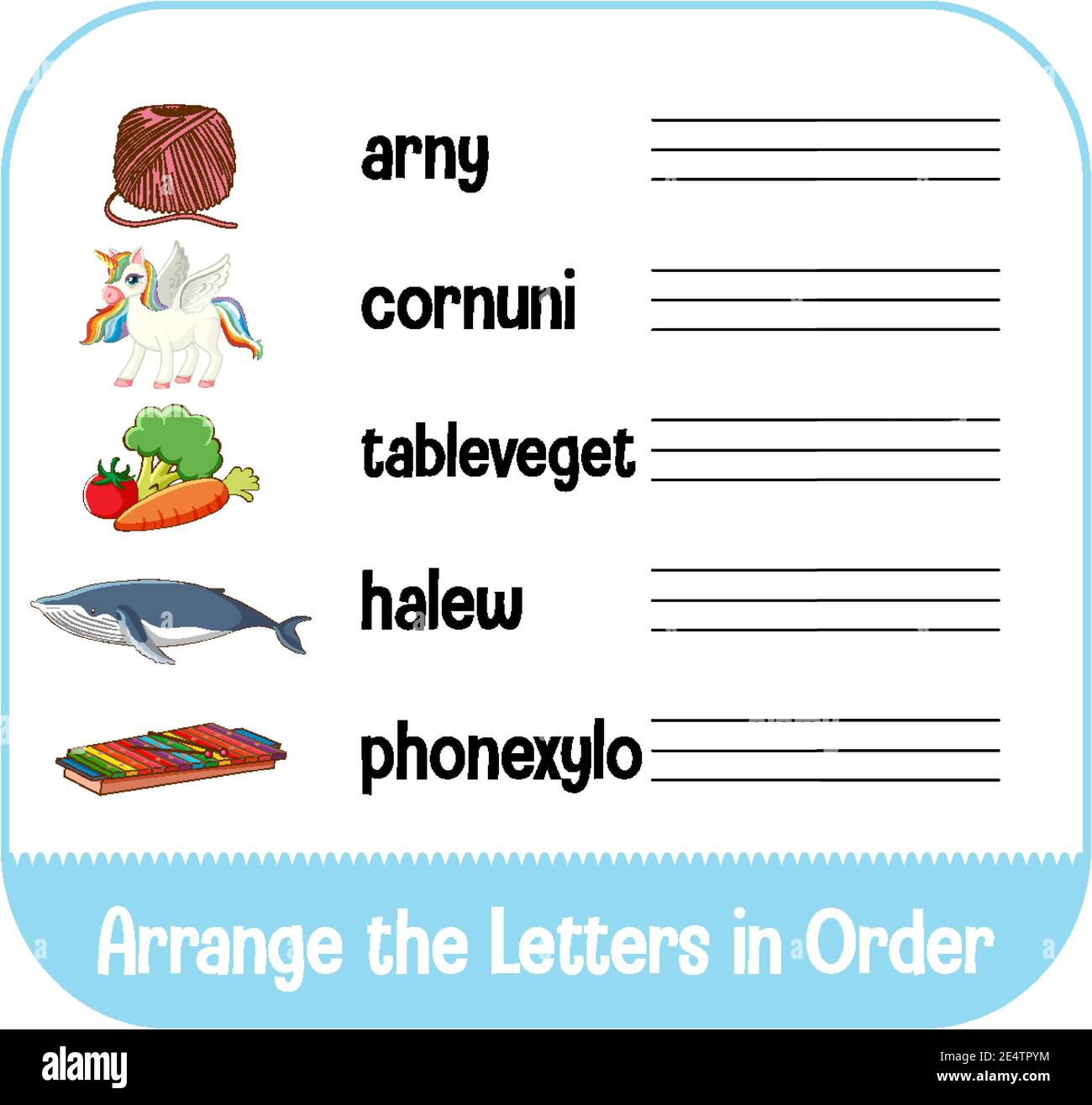 Arrange the letters in order with pictures illustration Stock Vector ...