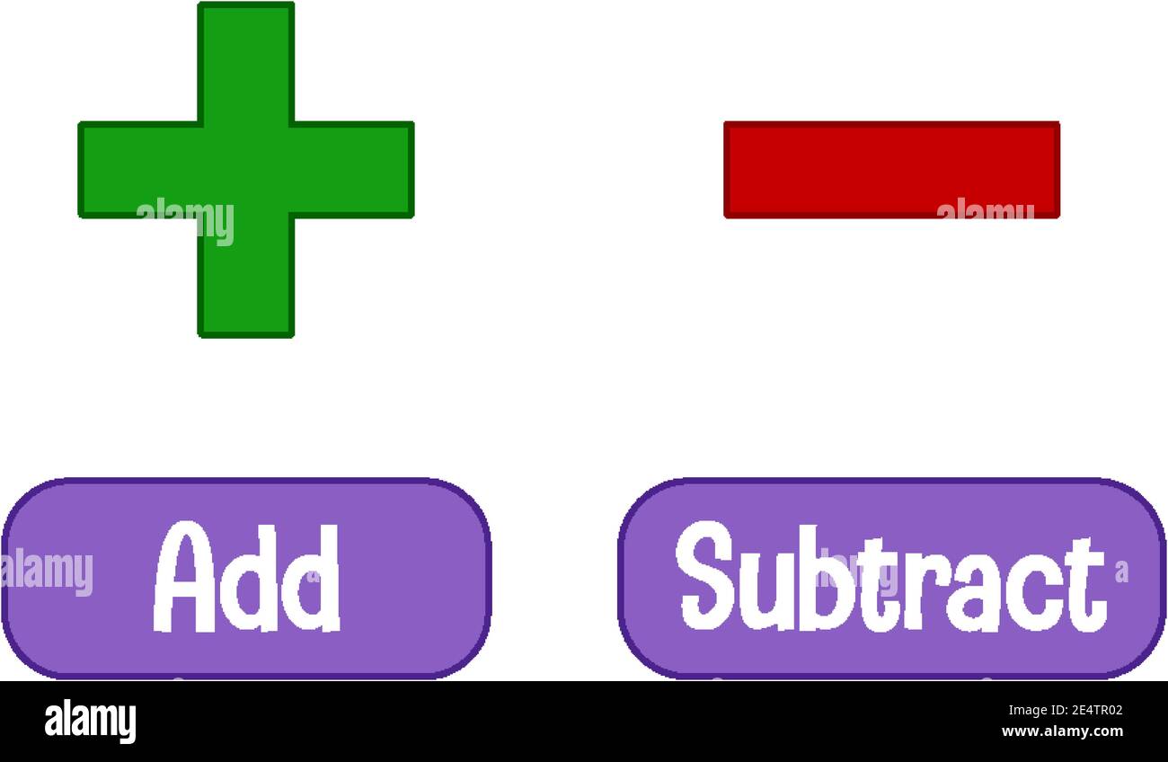 Opposite Words With Add And Subtract Illustration Stock Vector Image