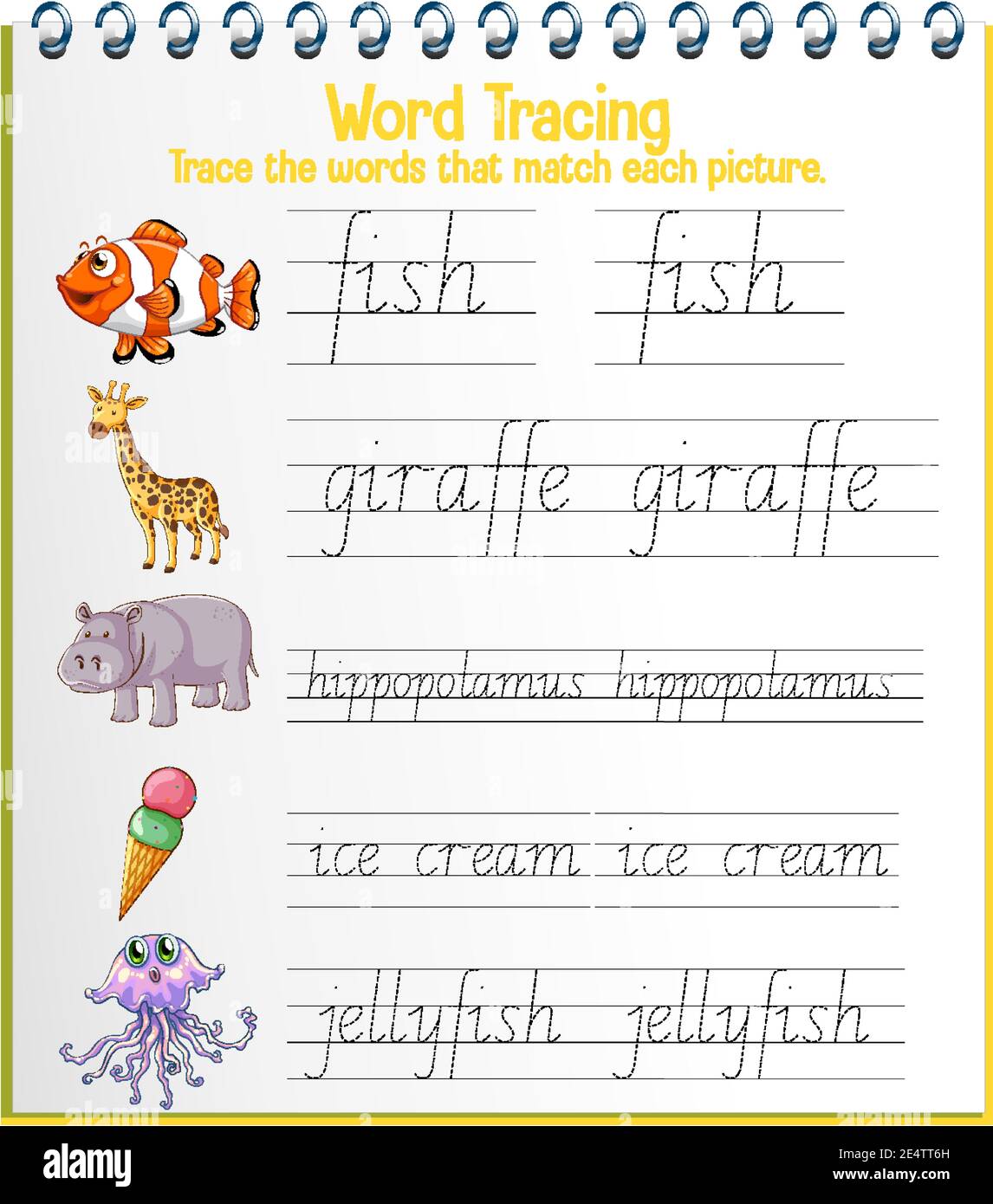 English alphabet tracing worksheets illustration Stock Vector Image ...