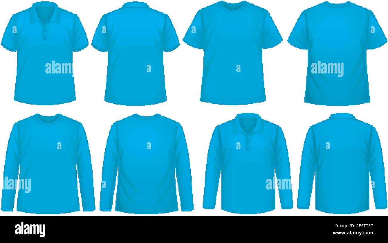 Set of different types of shirt in same color illustration Stock Vector ...