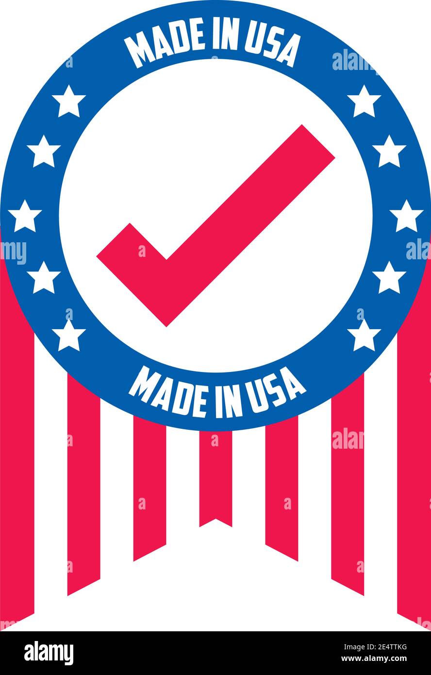 Made in usa seal stamp with check mark and ribbon design, American ...