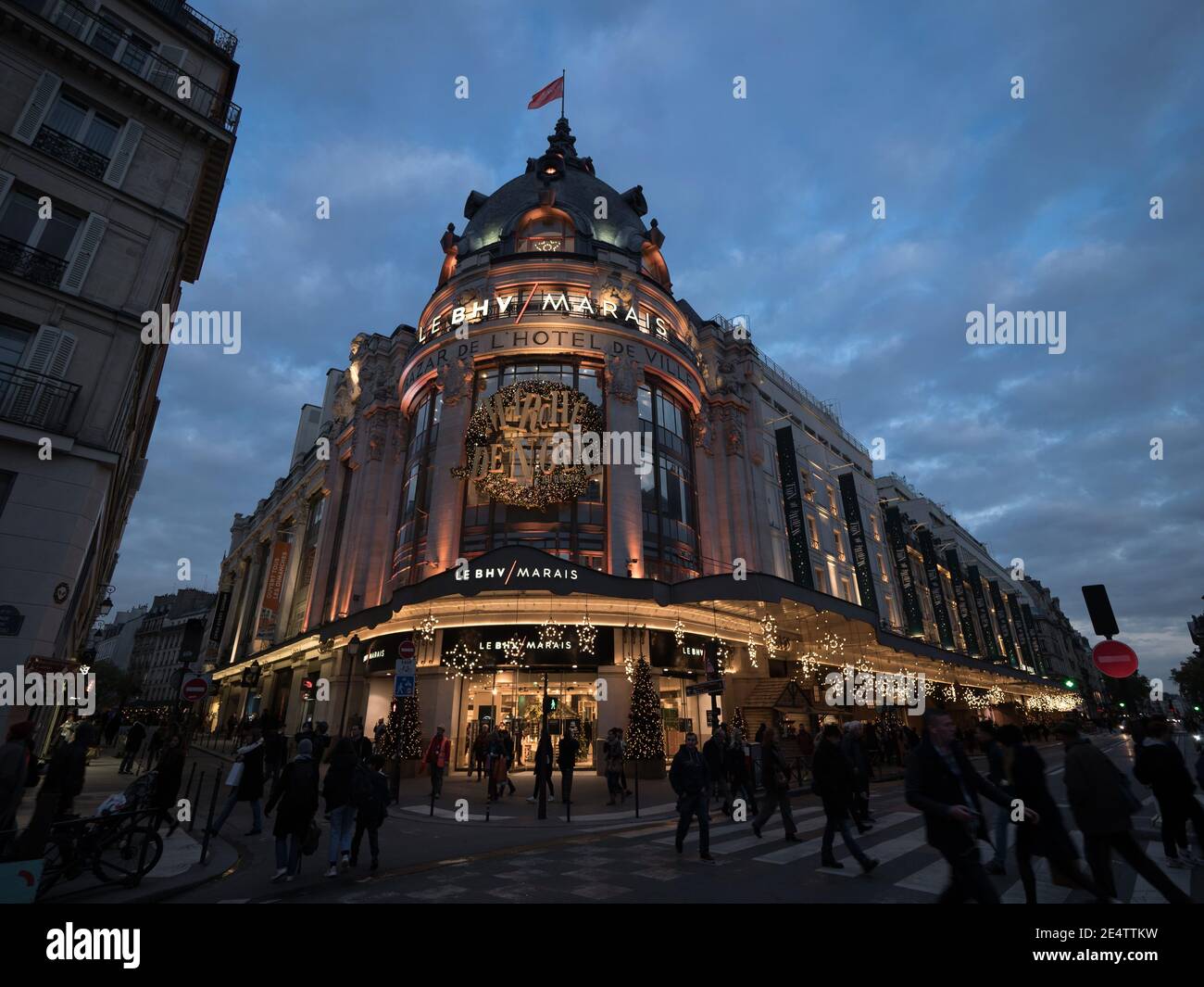 Exterior facade panorama view of Le BHV Marais Bazar de l Hotel de ...