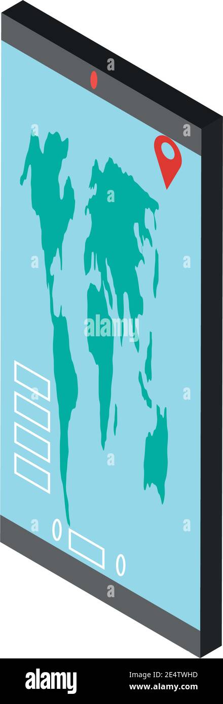 Gps mark and map in smartphone isometric design, travel navigation ...