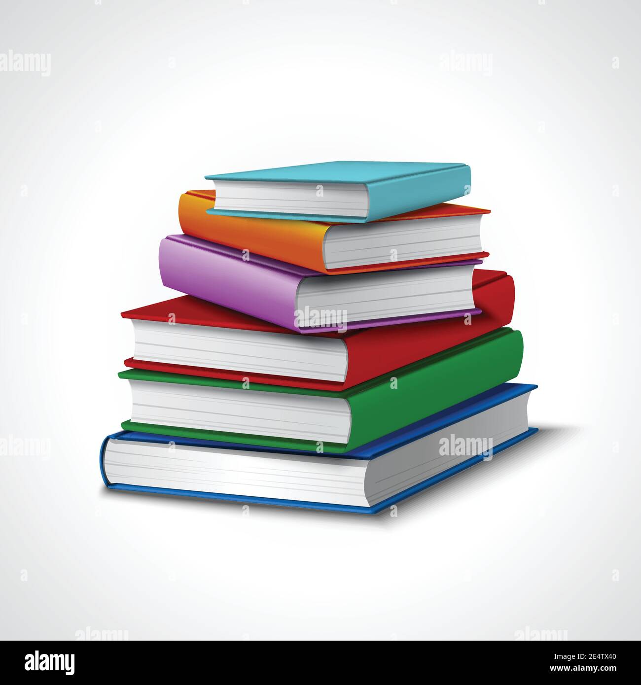 Colored realistic book stack school library education concept vector ...