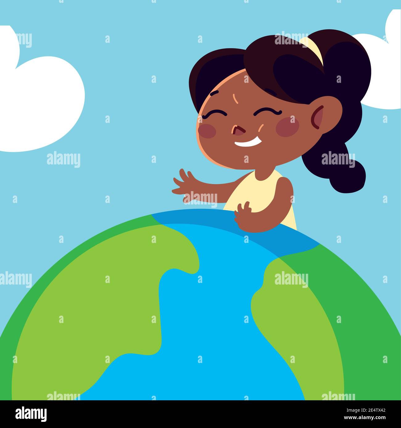 cute girl on world map cartoon, children vector illustration Stock ...