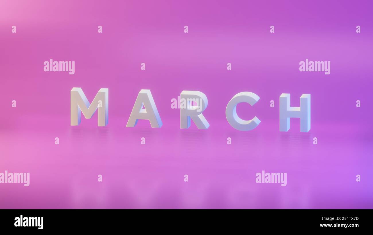 March text on gradient background simple and elegant . 3d illustration ...