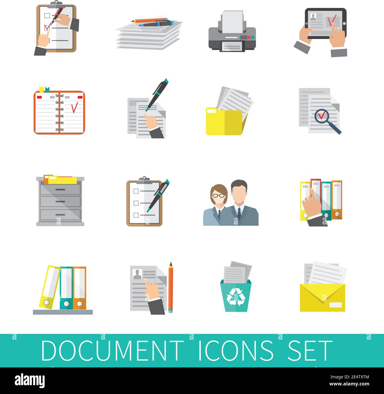 Document paper folder documentation organizing icon flat set isolated ...