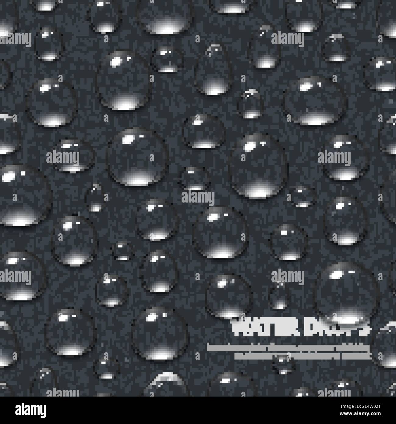 Realistic water drops on black textured background seamless pattern ...