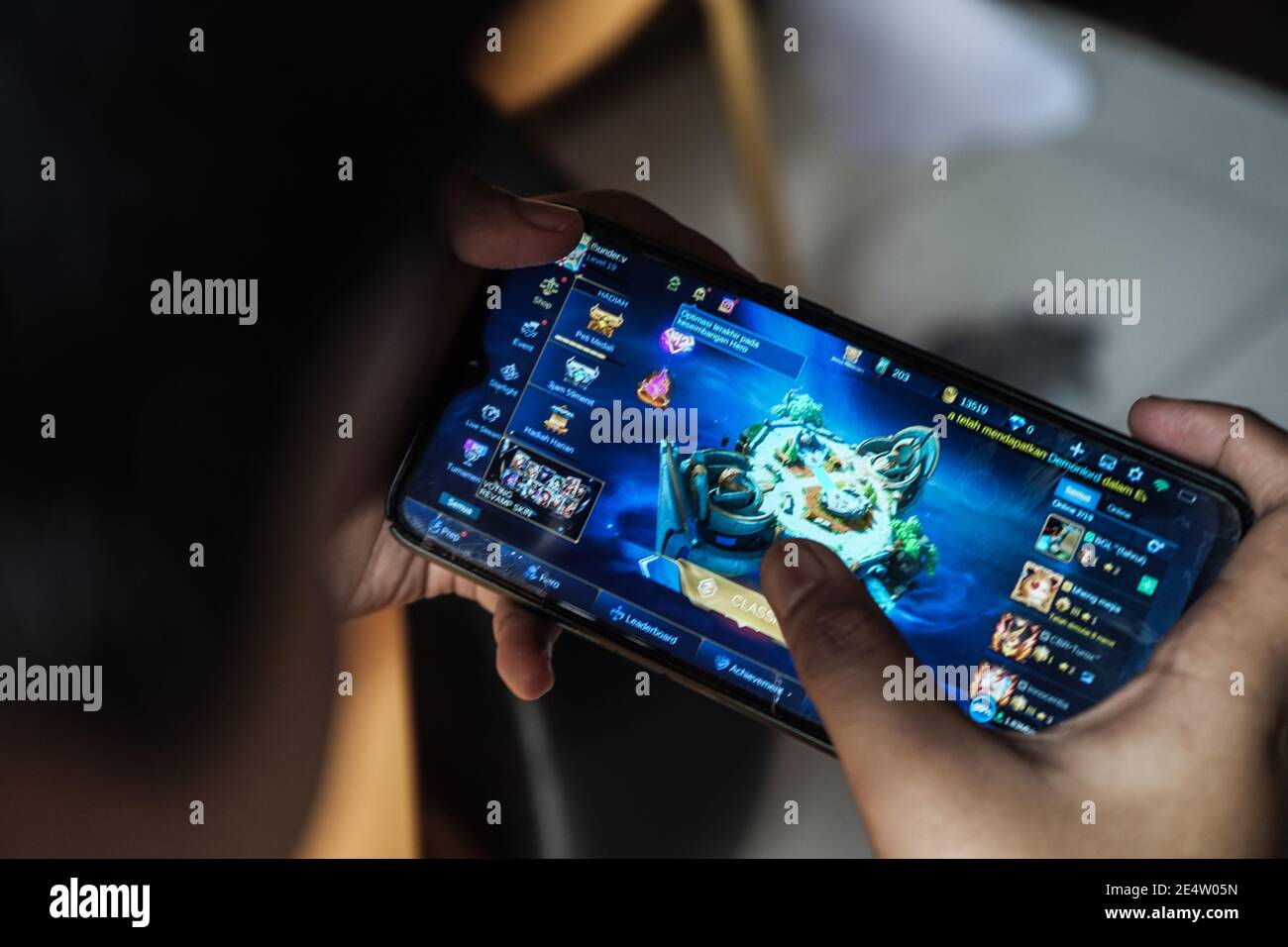 Makassar, South Sulawesi, Indonesia. 25th Jan, 2021. Kids play the ...