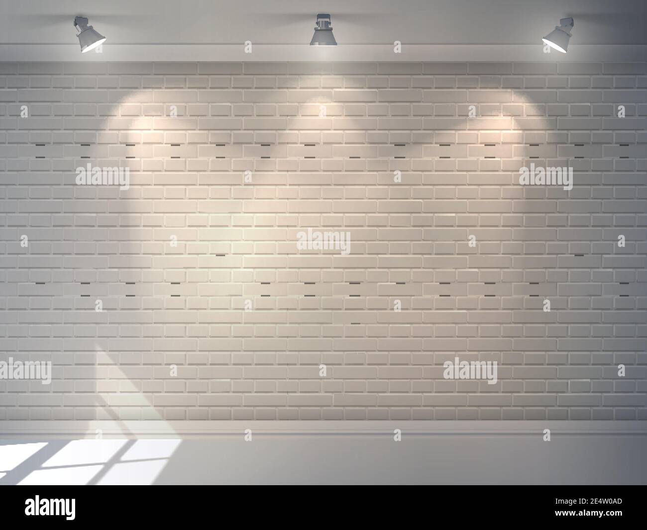 Realistic 3d brick wall with projectors studio interior background ...