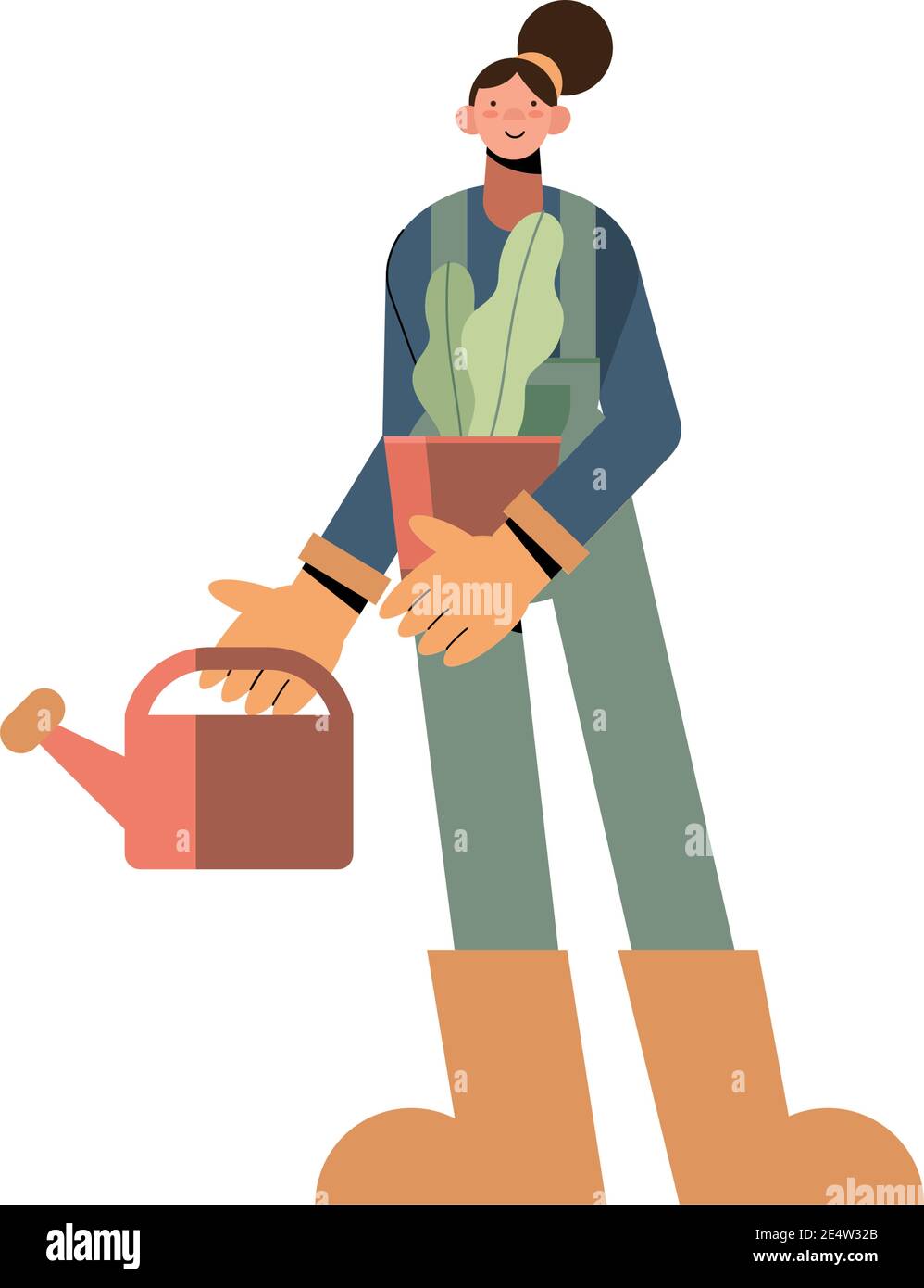 Farmer woman with watering can plant and overall design, Agronomy ...