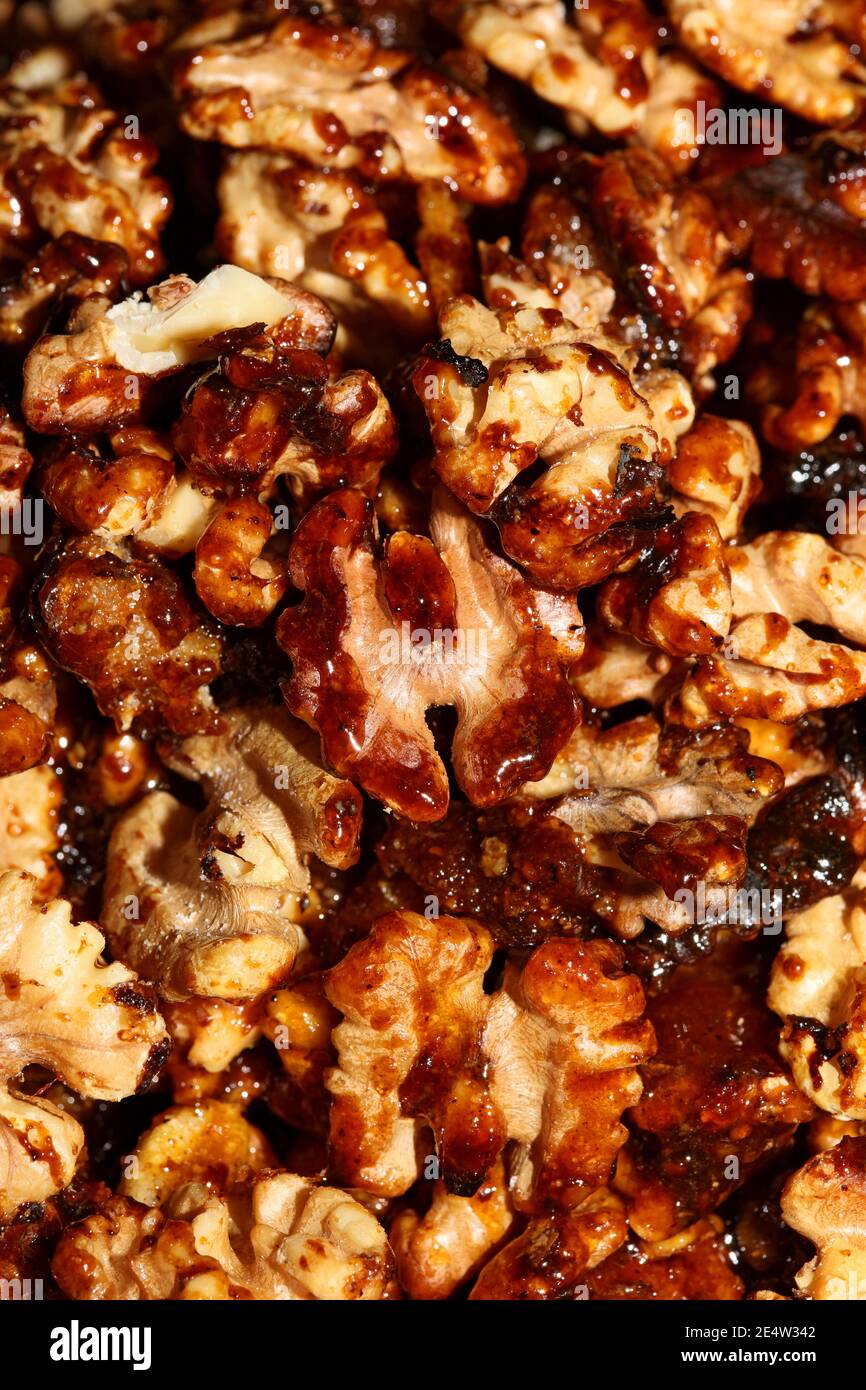 Caramelized nuts close up background macro modern high quality print ...
