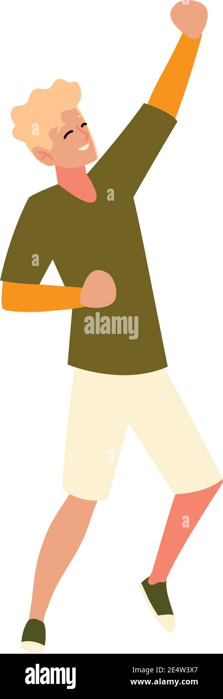 young man happy celebrating on white background vector illustration ...