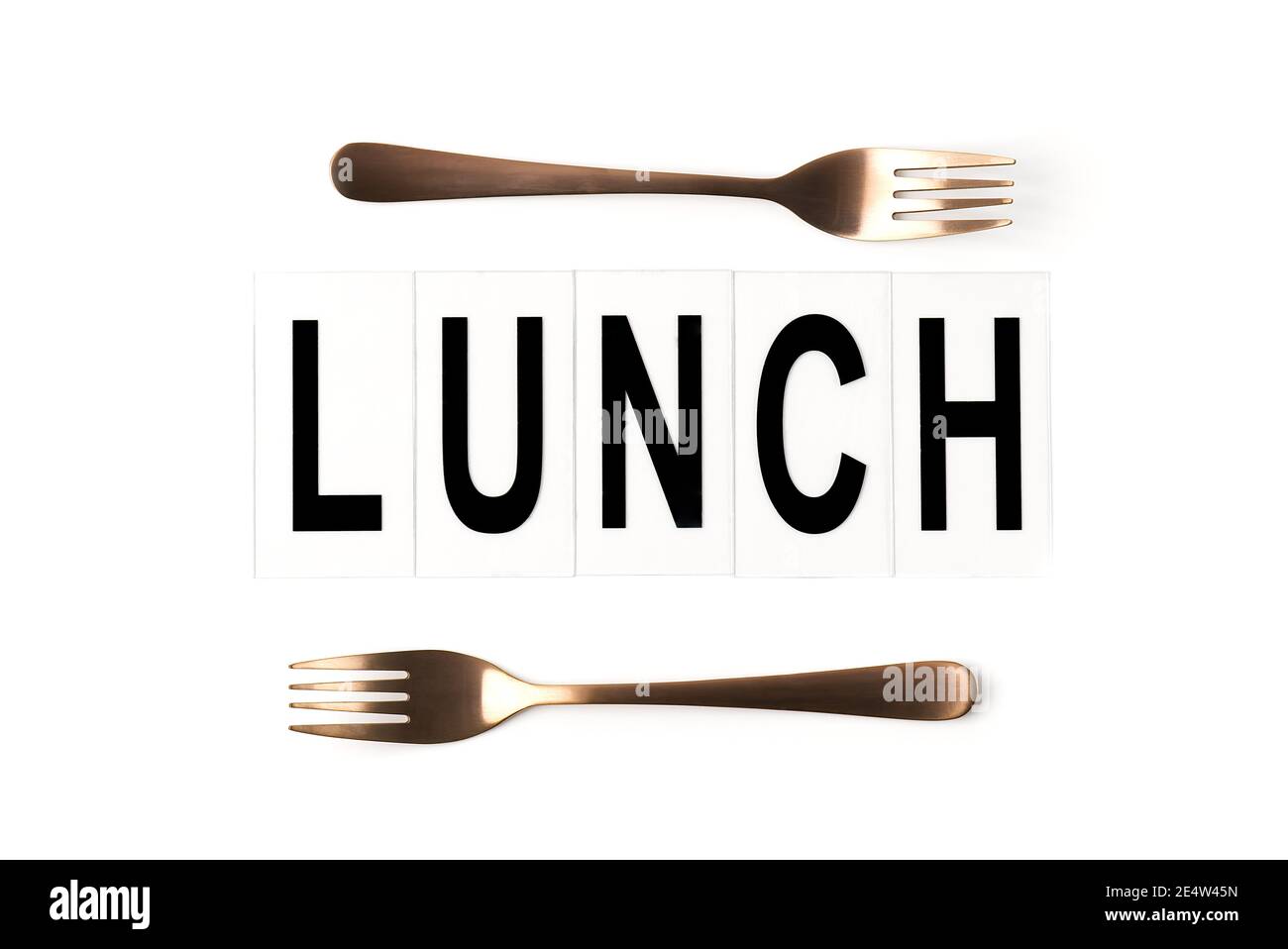 Banner of two forks, isolated on white background Stock Photo - Alamy