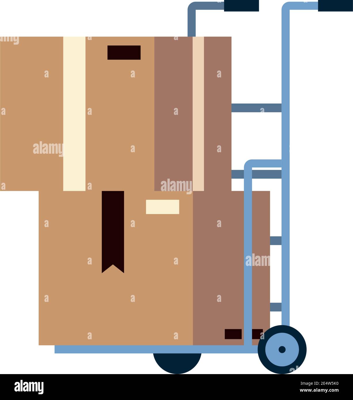 postal service cardboard boxes in push cart icon vector illustration ...