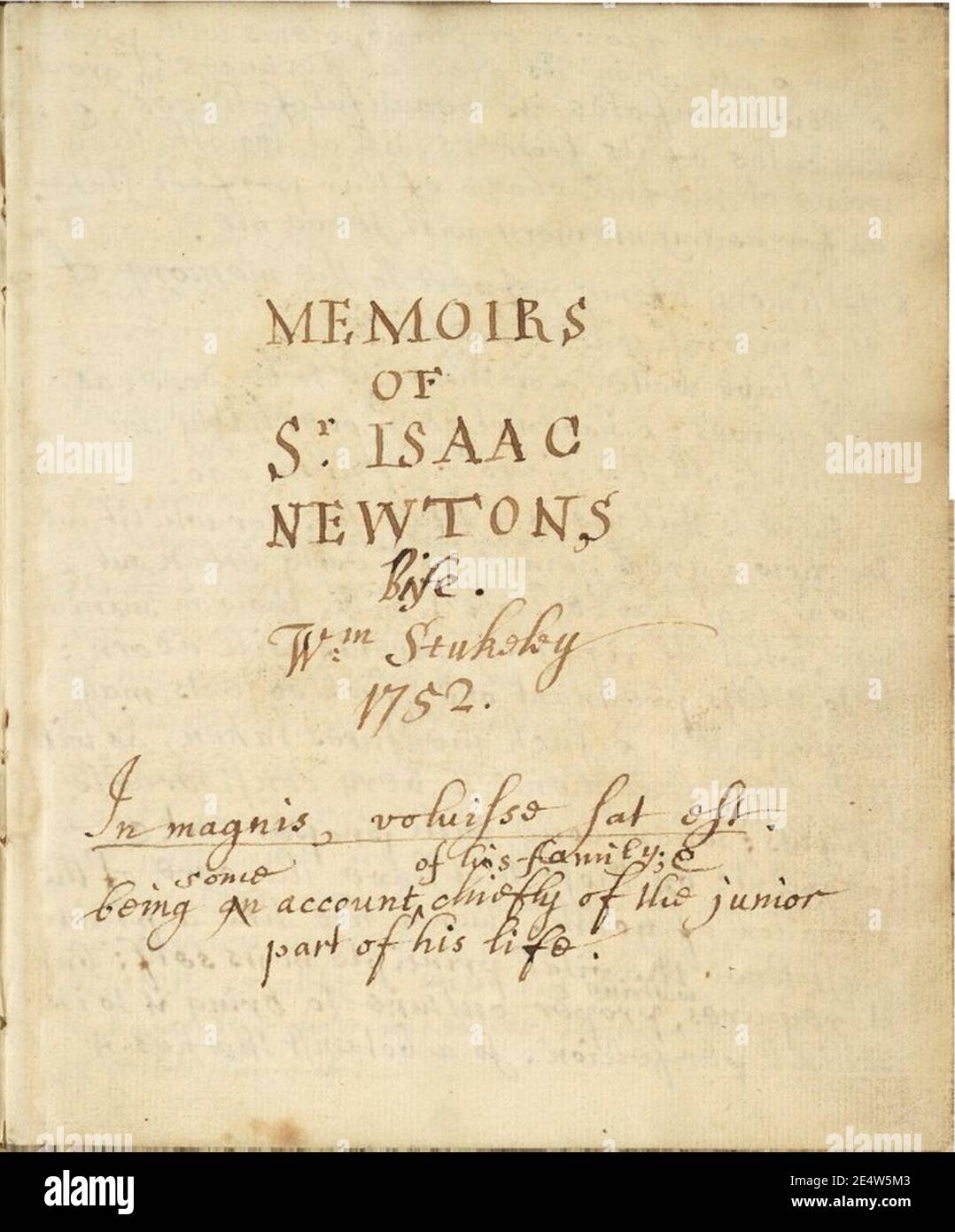 Memoirs of Sir Isaac Newton's life - 002 Stock Photo - Alamy