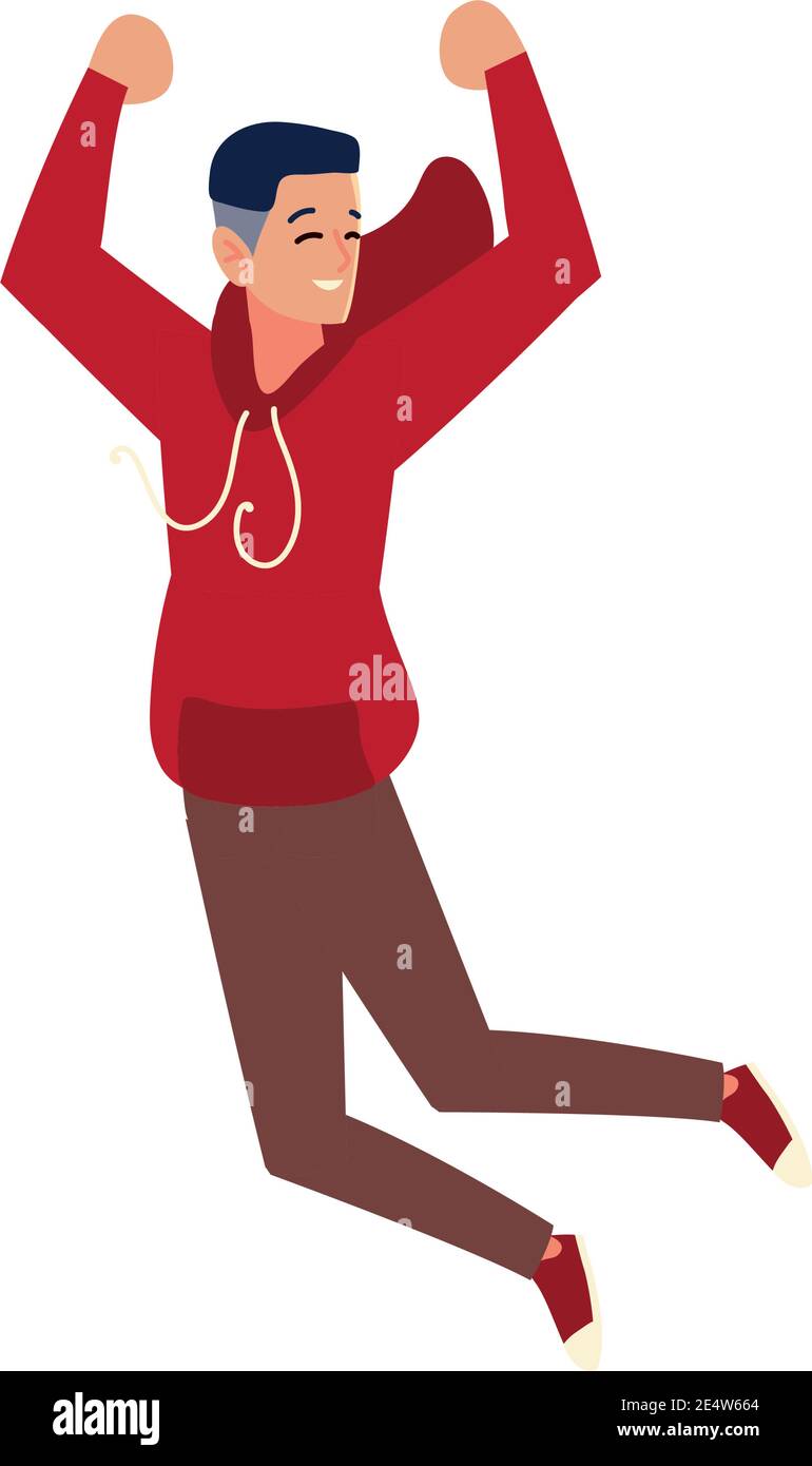 jumping man happy celebrating on white background vector illustration ...