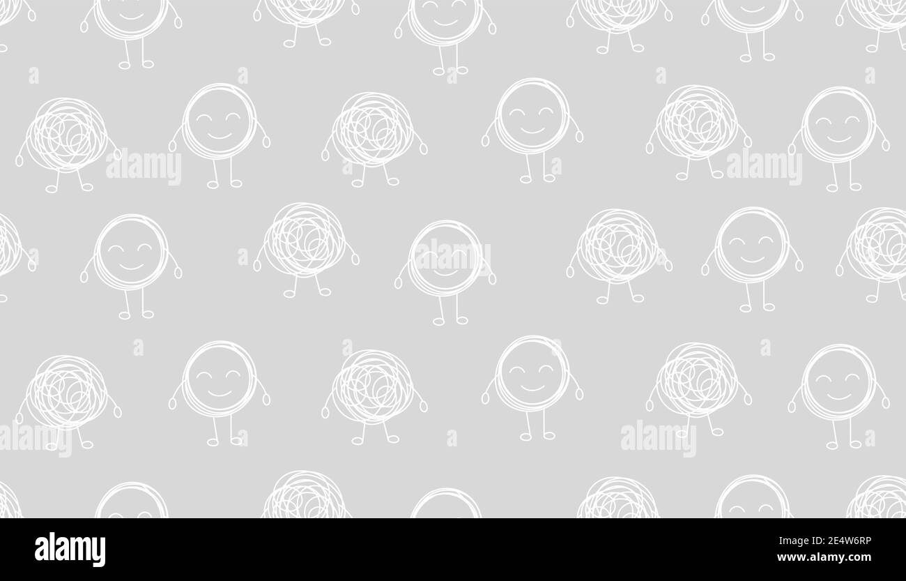 Therapy, psychology seamless pattern with doodle characters Stock ...