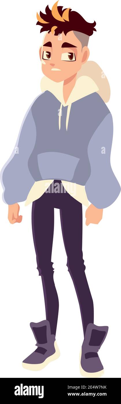 boy with hairstyle fashionable clothes, young culture vector ...