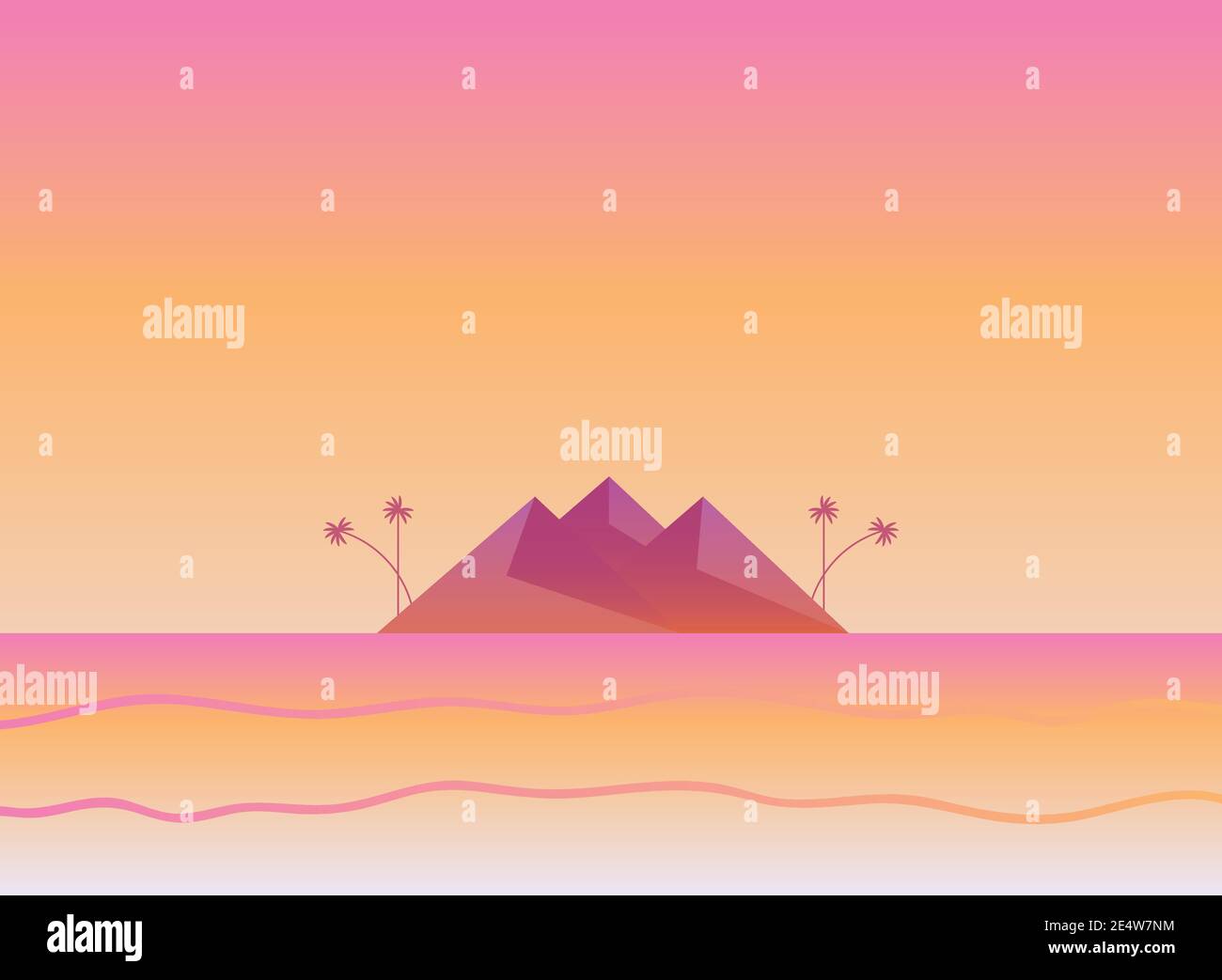 Polygonal landscape of mountain with palm trees design, nature and ...