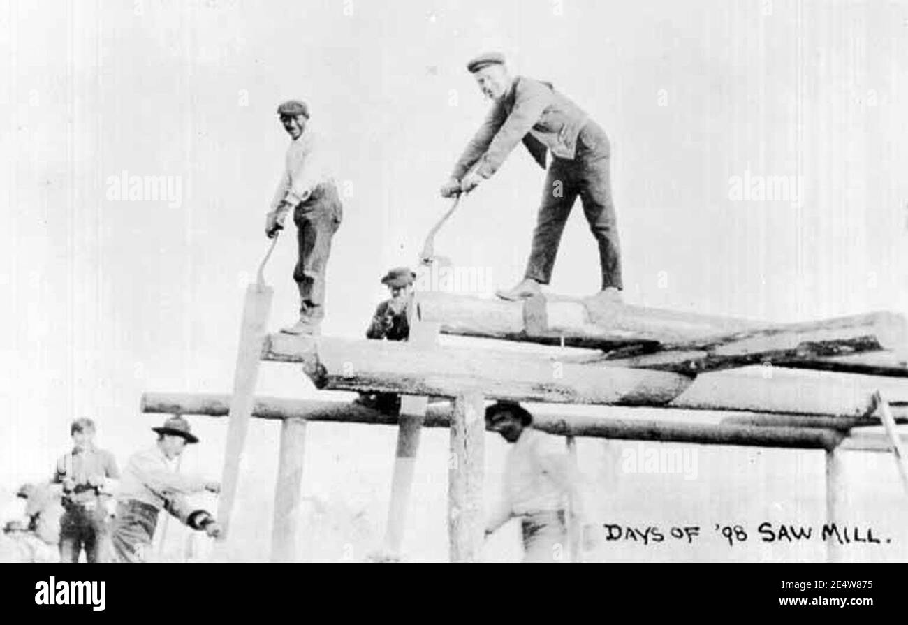 Men whipsawing lumber, Bennett, British Columbia, 1898 (AL+CA 1122 ...