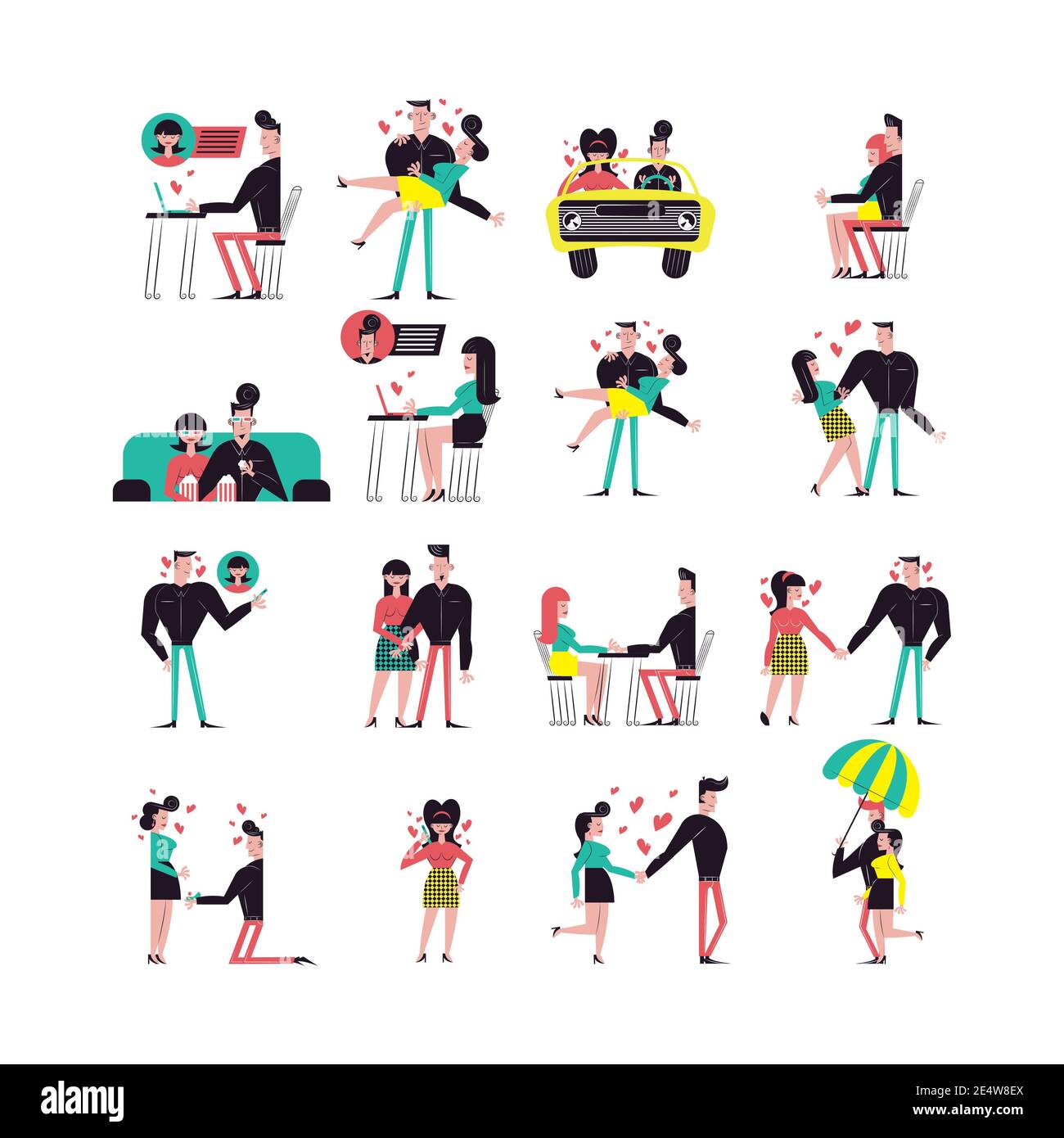 Romantic couple cartoons icon group design, Relationship love and ...