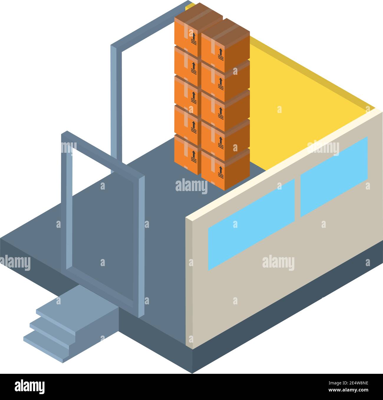 Delivery and logistics isometric boxes in garage room design ...