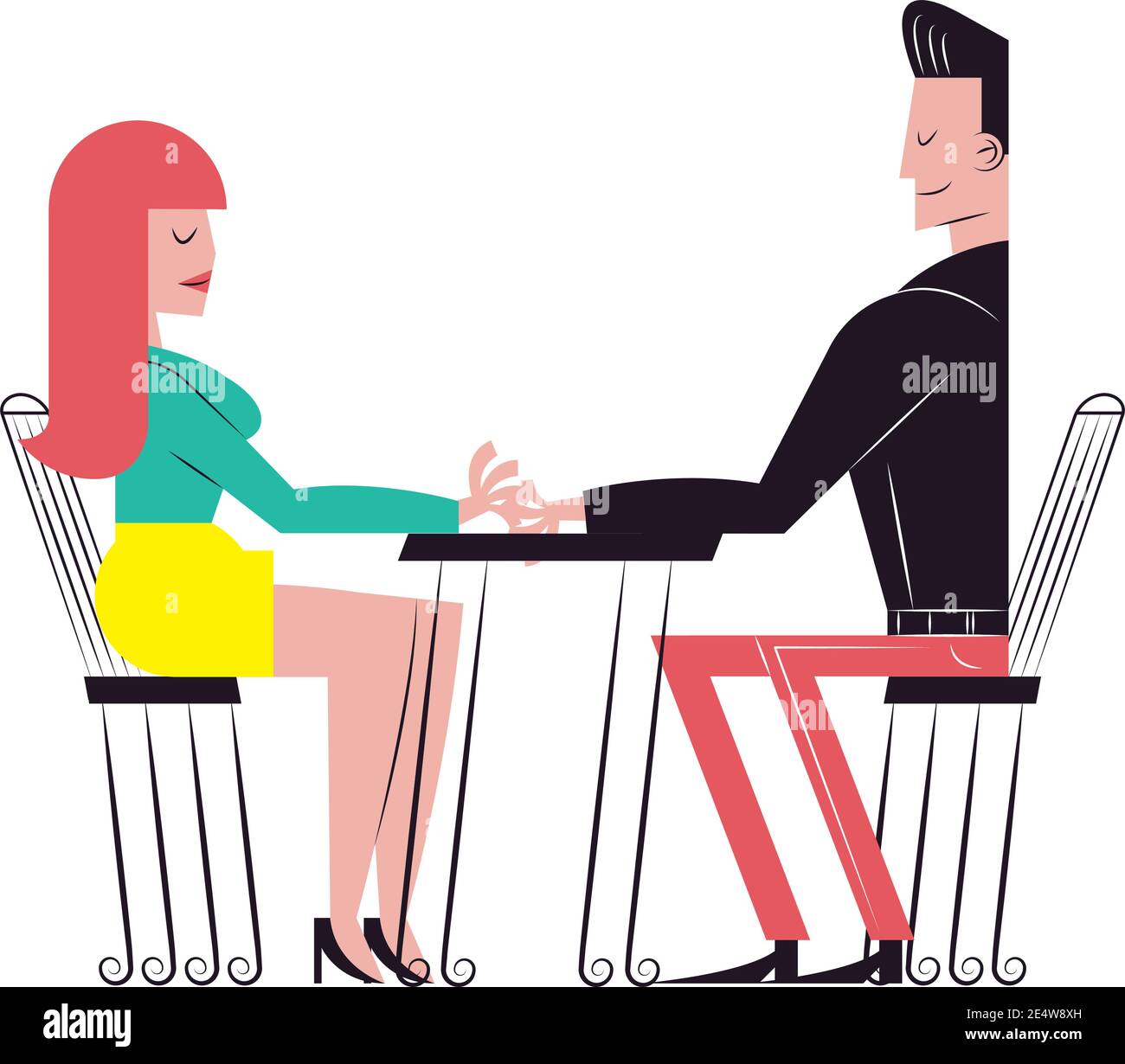 Romantic couple cartoons at restaurant table design, Relationship love ...