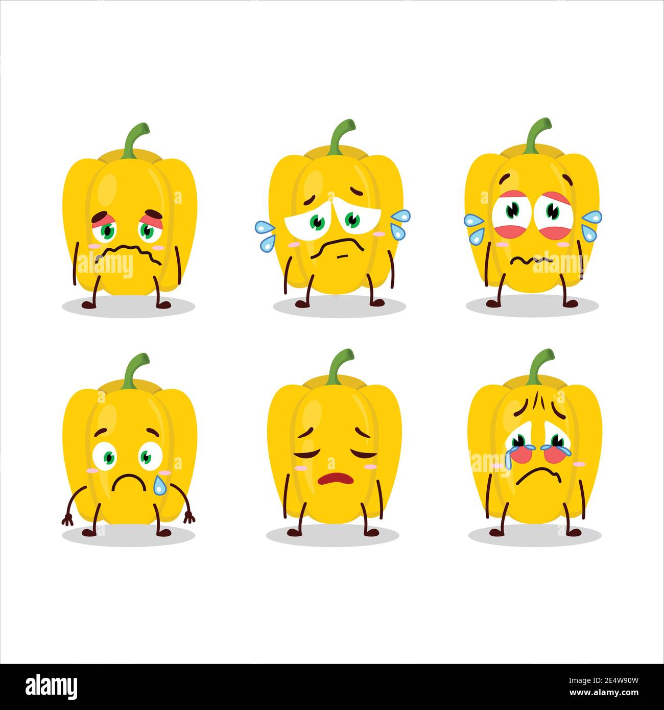 Yellow pepper cartoon character with sad expression. Vector ...