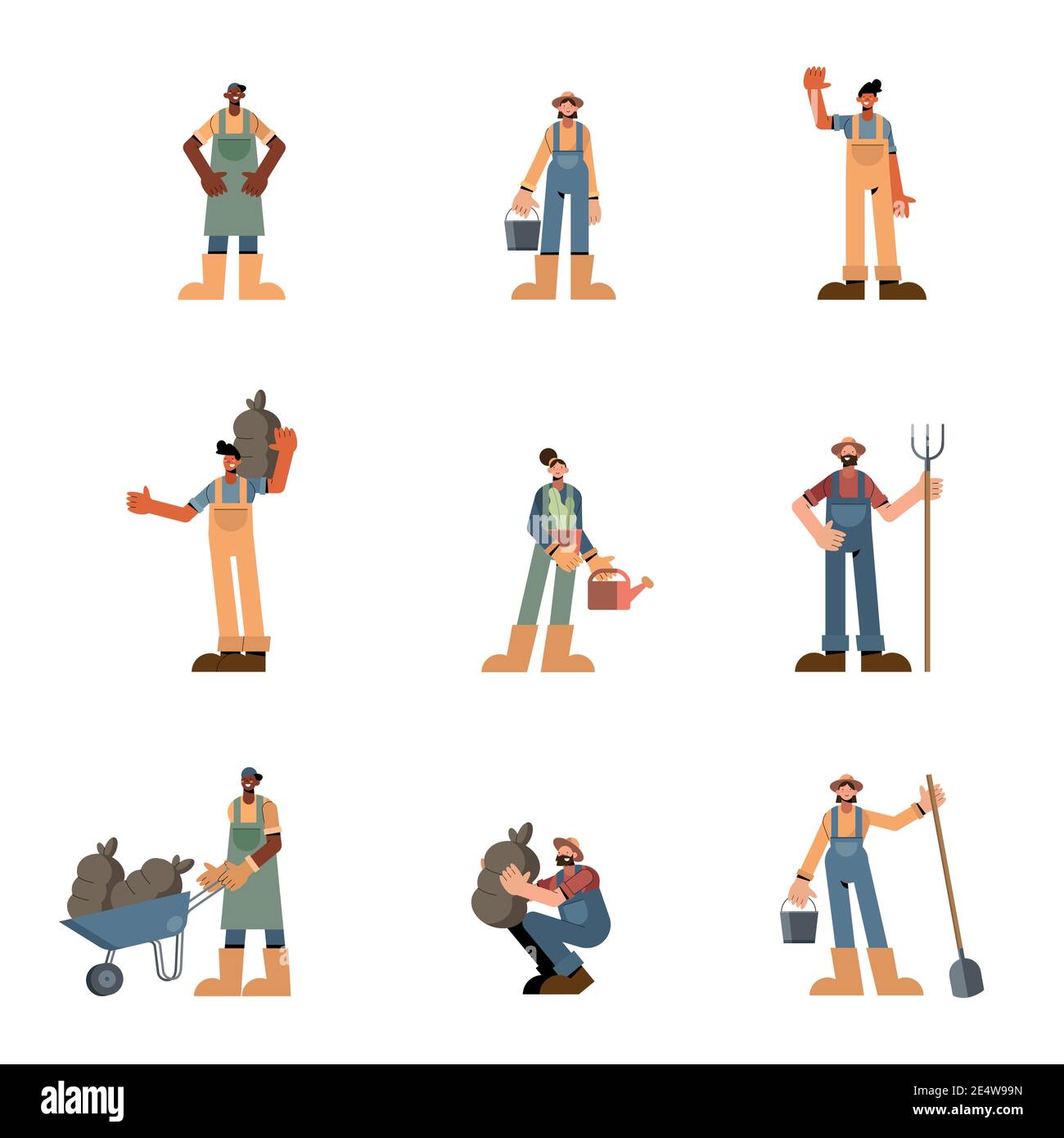 Farm people symbol set design, Agronomy lifestyle agriculture harvest ...