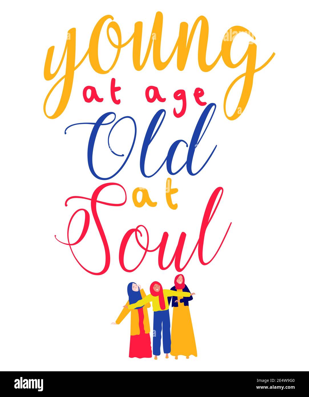 young at age old at soul islamic girls lettering hand drawn word wisdom ...