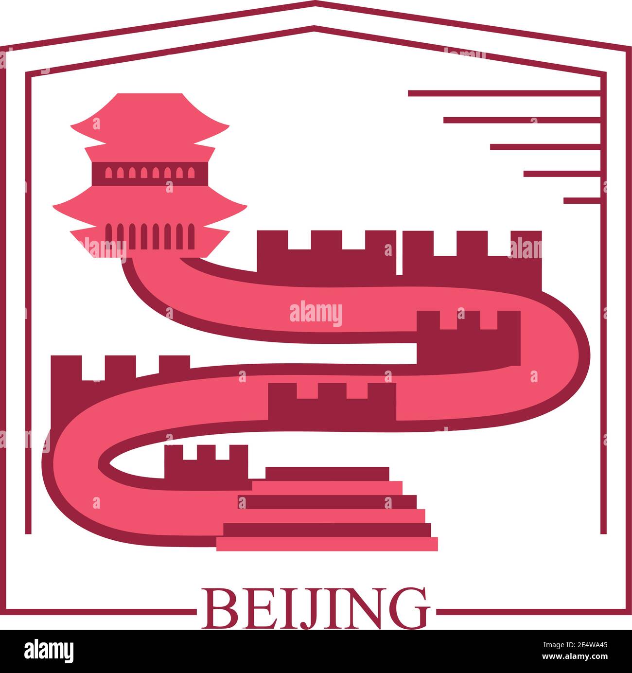 beijing chinese wall city stamp design, Travel tourism and tour theme ...