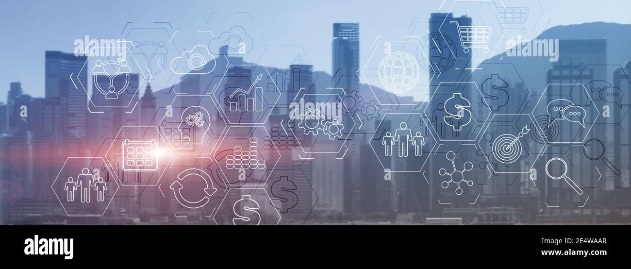 Modern City skyline Business finance success website header Stock Photo ...