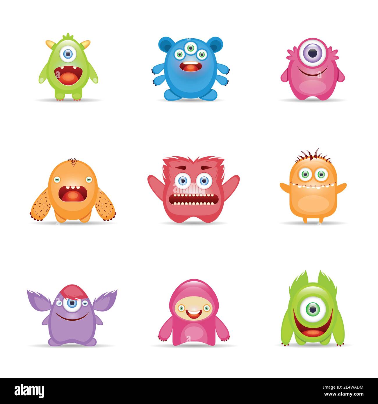 Group of monster alien mutant colorful character set isolated vector ...