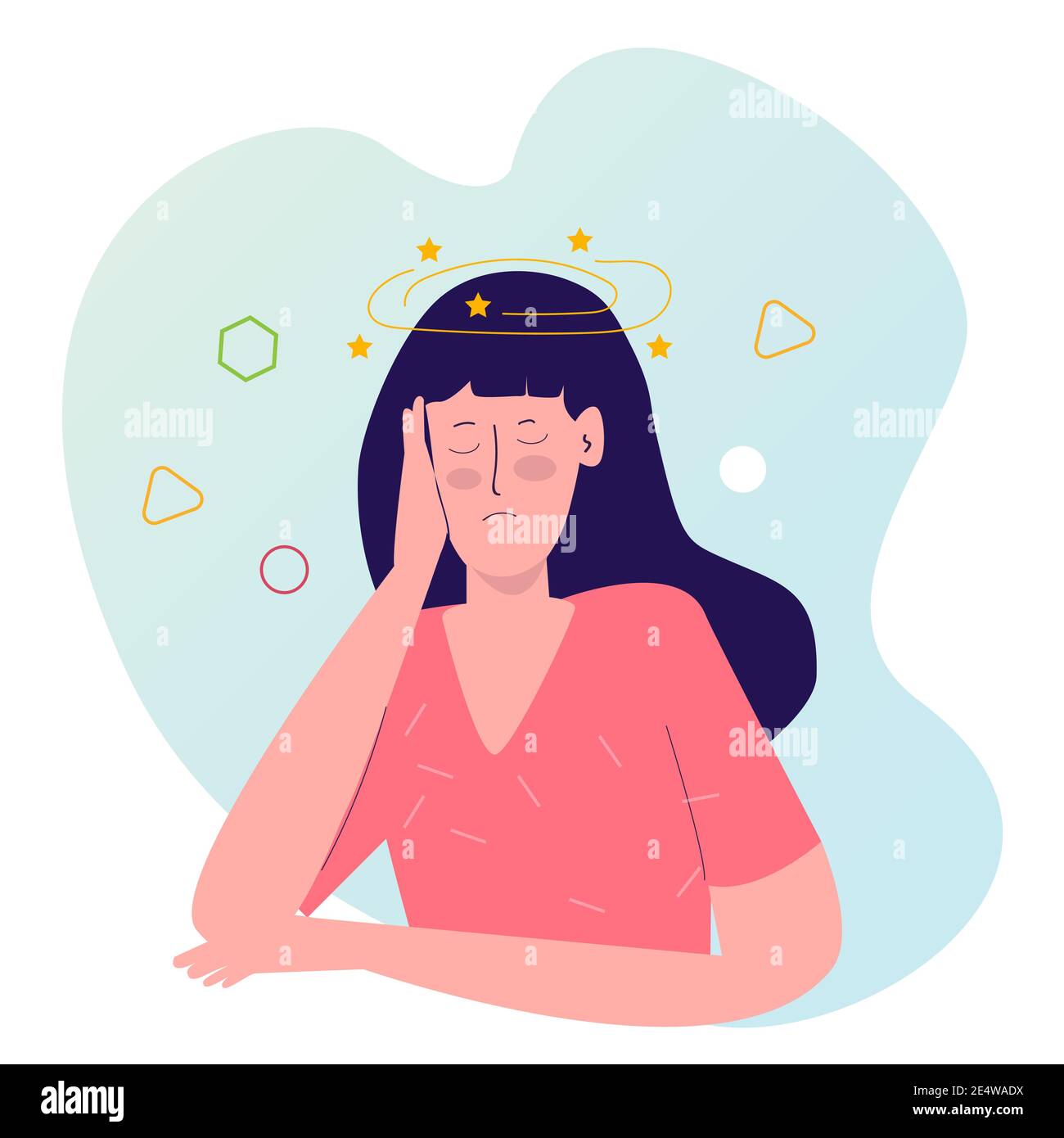 Dizzy Women Star Around Head With Cartoon Flat Style Stock Vector Image
