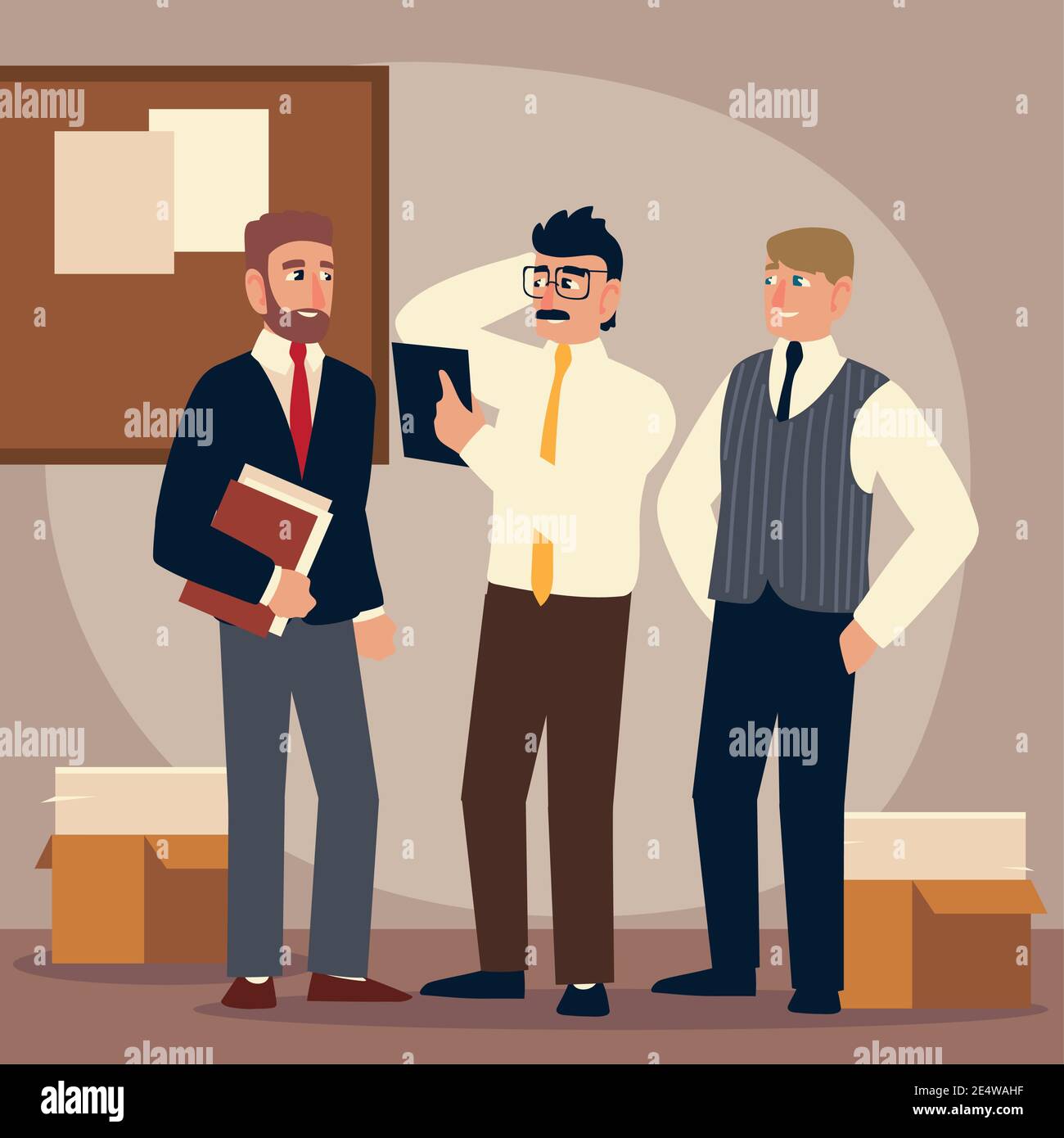 business people, businessmen characters working documents folder office ...