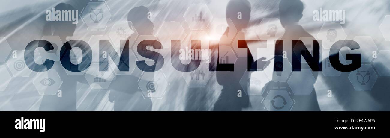Consulting Business concept. Inscription Text and icons on website ...