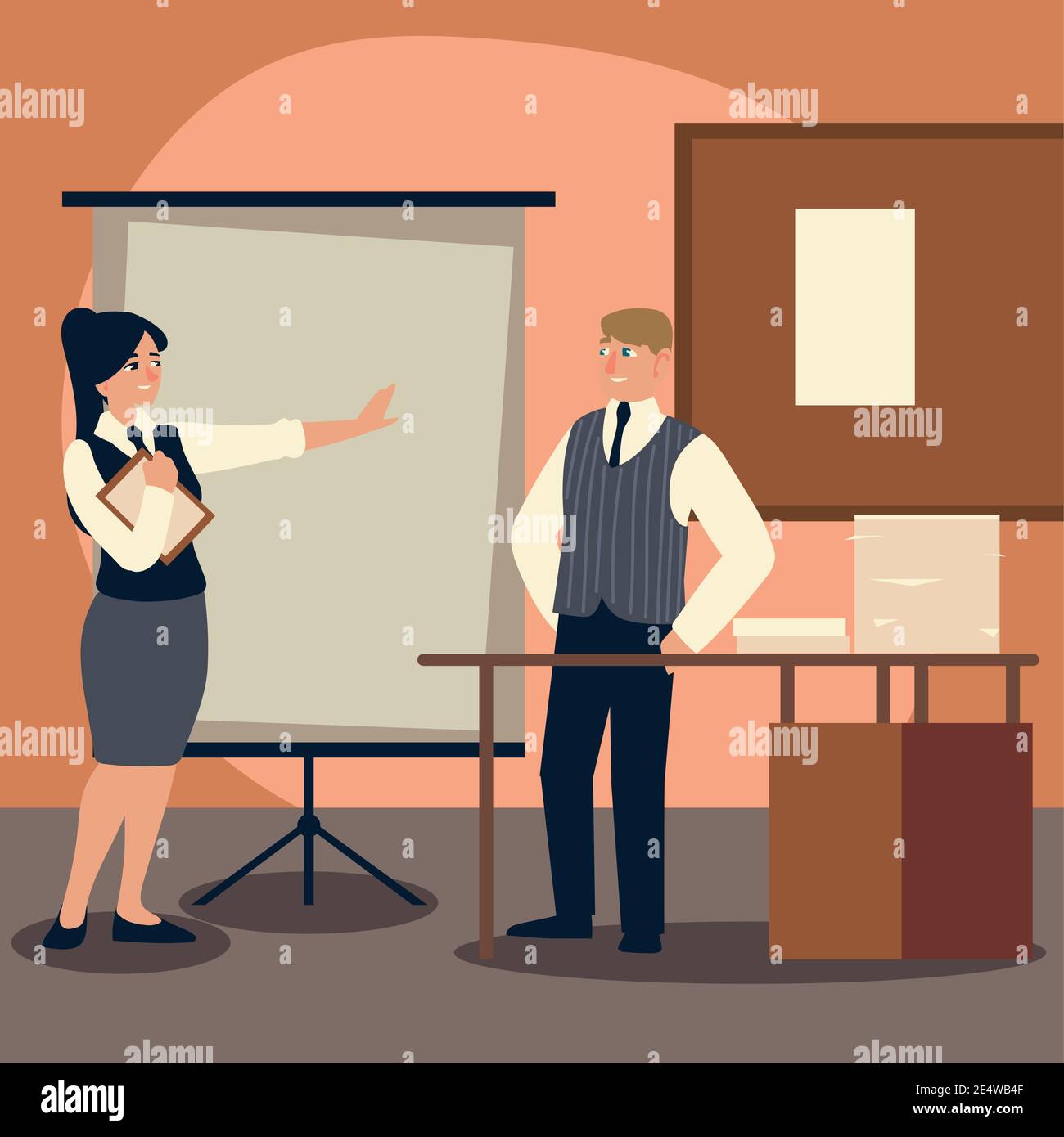 businessman with folder desk and papers office cartoon vector ...
