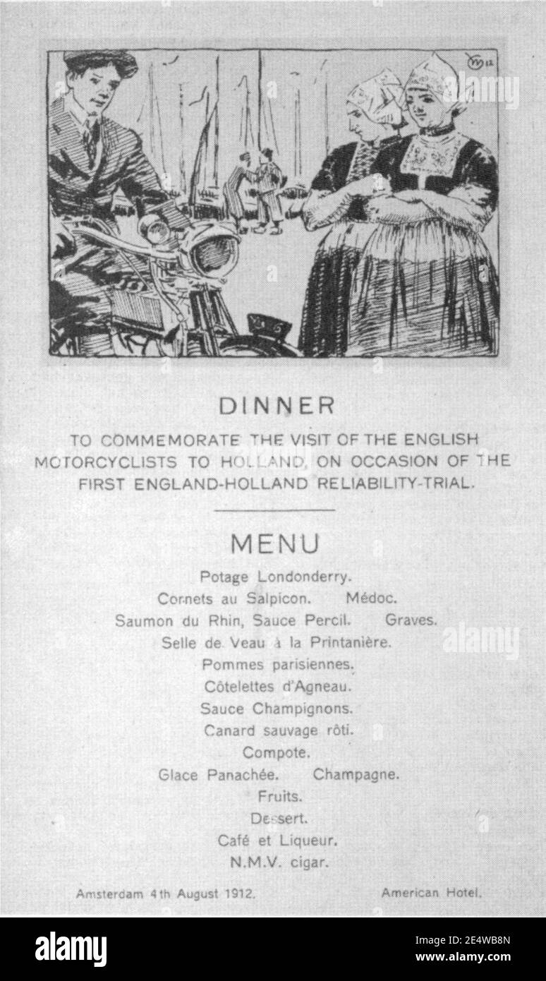 Menu American Hotel 1912 Stock Photo - Alamy