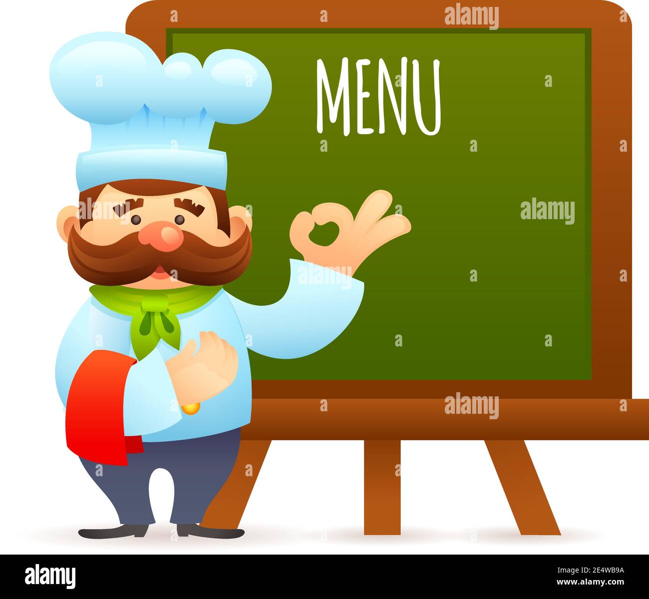 Man restaurant chef cook with menu informational billboard vector ...