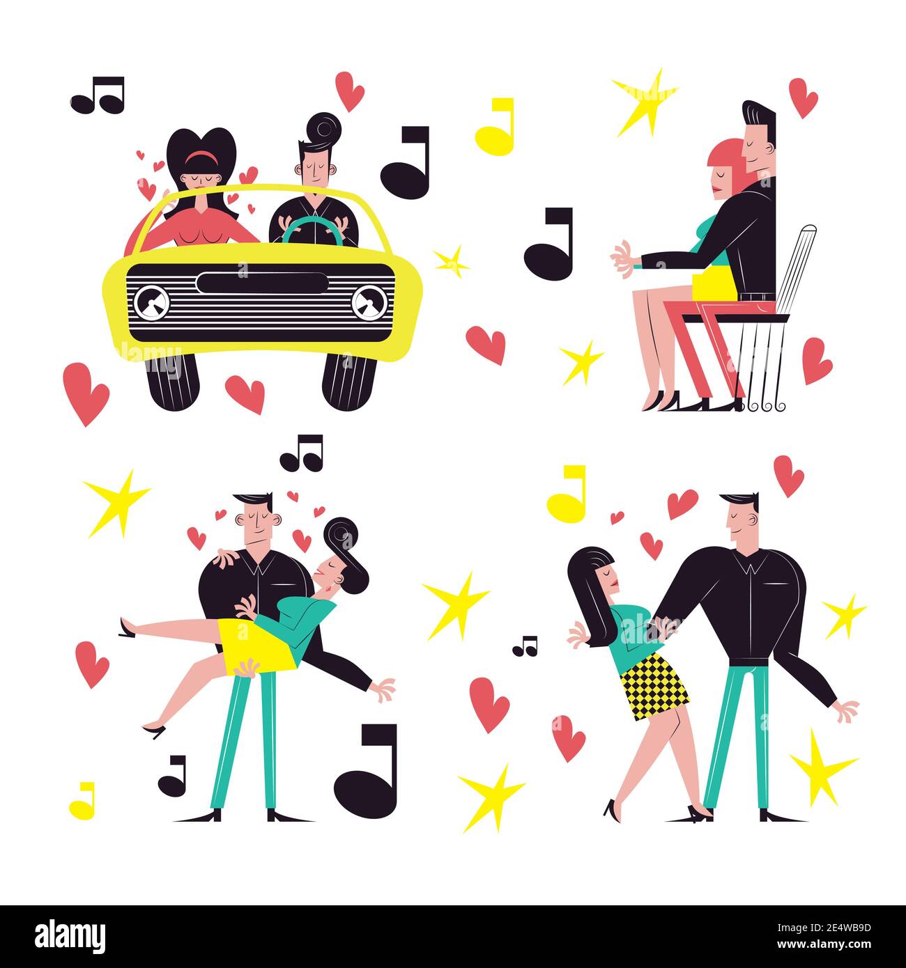 Romantic couple cartoons icon collection design, Relationship love and ...