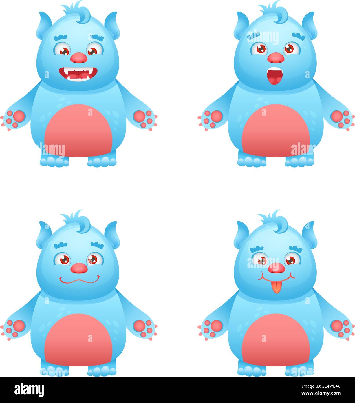 Cute funny and scary monster character emoticons decorative icons set ...