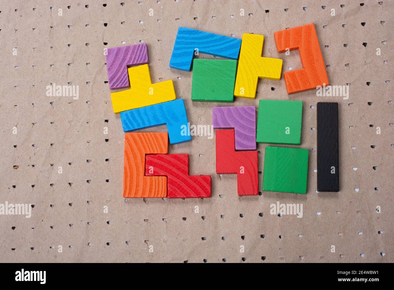 Concept of creative logical thinking. Different colorful wooden blocks ...